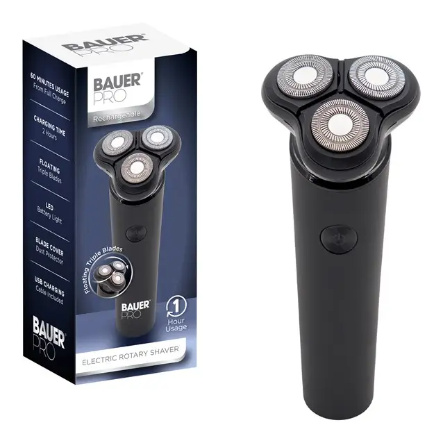 Bauer Rechargeable Wet And Dry Rotary Shaver, Triple Floating Heads ...