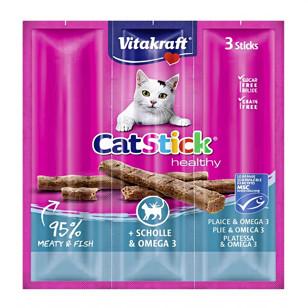 Vitakraft - Katzen-Stick Plaice und Omega-3 MSC-zertifiziert, 3 Stück ...