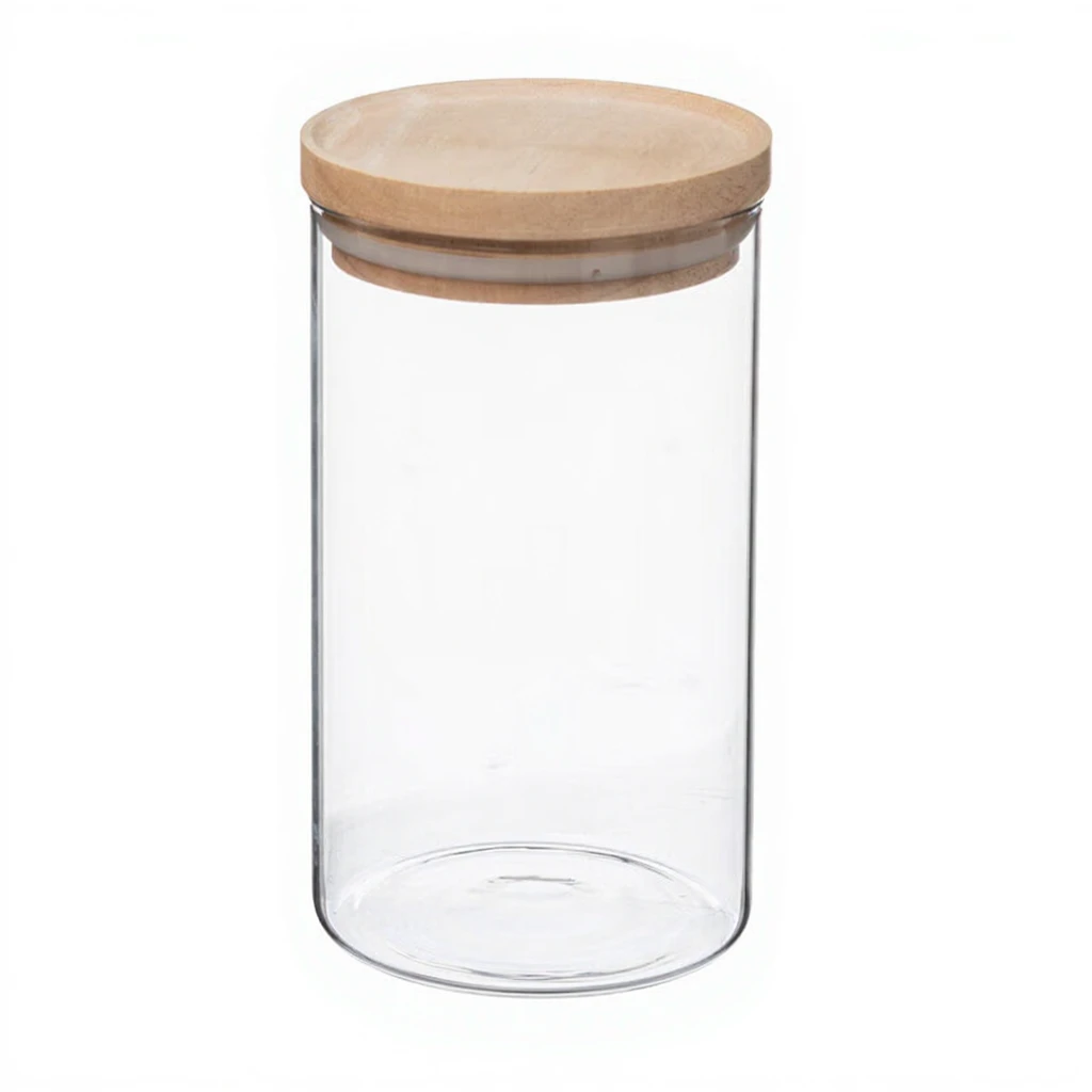 Bocal En Verre Avec Couvercle En Bois 1 L | Rangement pour la cuisine ...