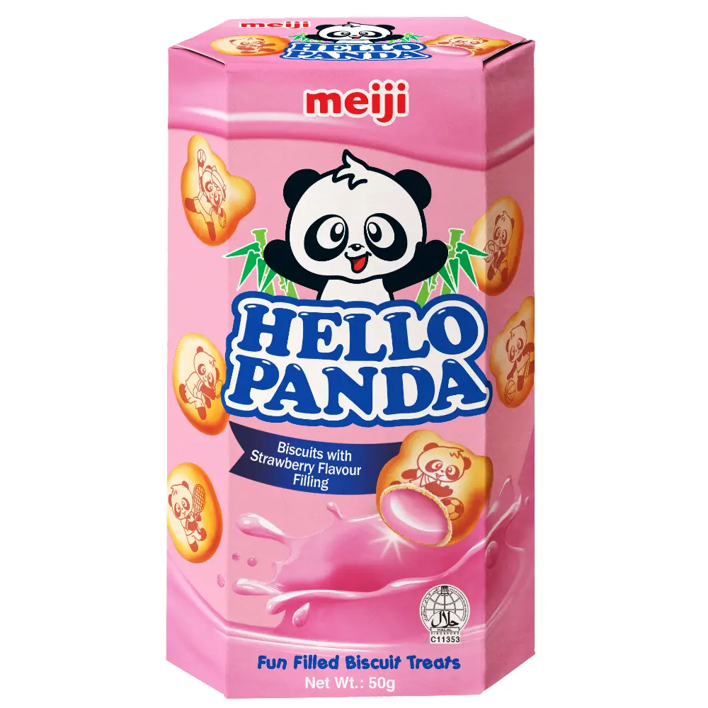 Meiji Hello Panda Biscuits with Strawberry Flavoured Filling 50g ...