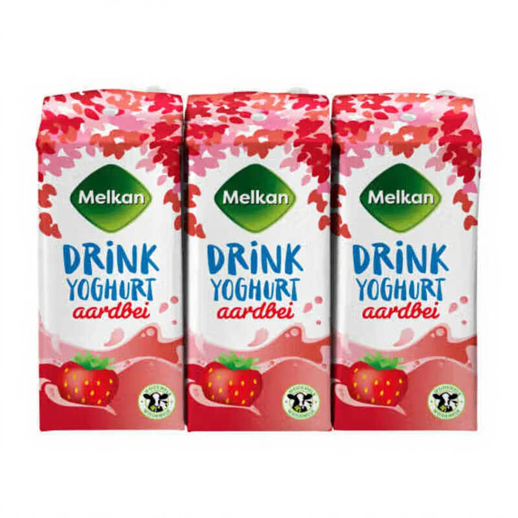 Melkan Aardbei Drinkbare Yoghurt - 6 x 200 ml | Kinderdrankjes ...