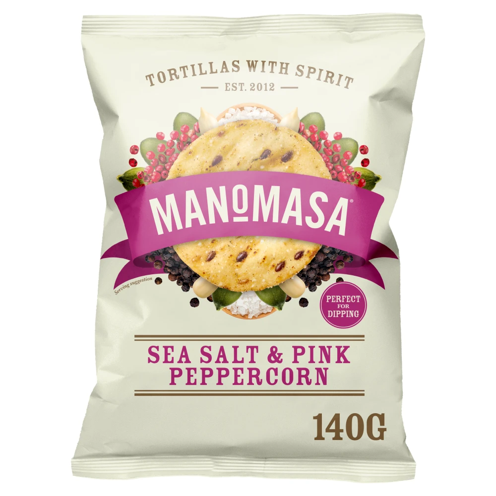 Manomasa Sea Salt & Pink Peppercorn Tortilla Chips 140g | Crisps & Dips ...