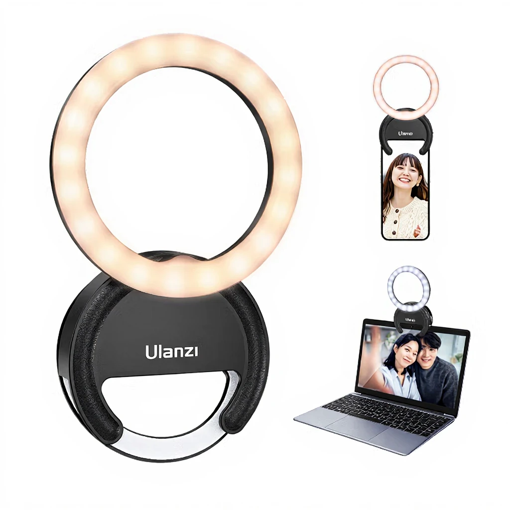ULANZI 4" Ringlicht Telefoon Selfie Licht, 3 kleurtemperaturen 3000K ...