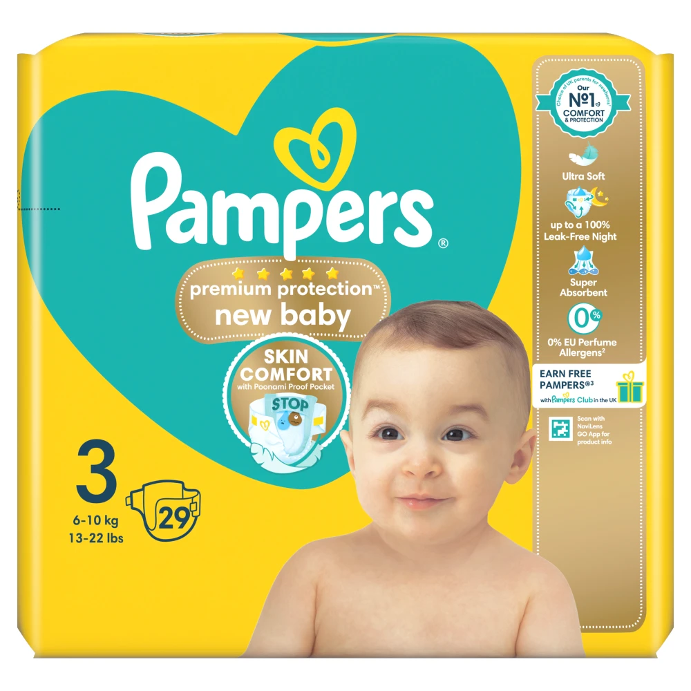Pampers New Baby Premium Protection Nappies Size 3 29 Pack | Bed ...