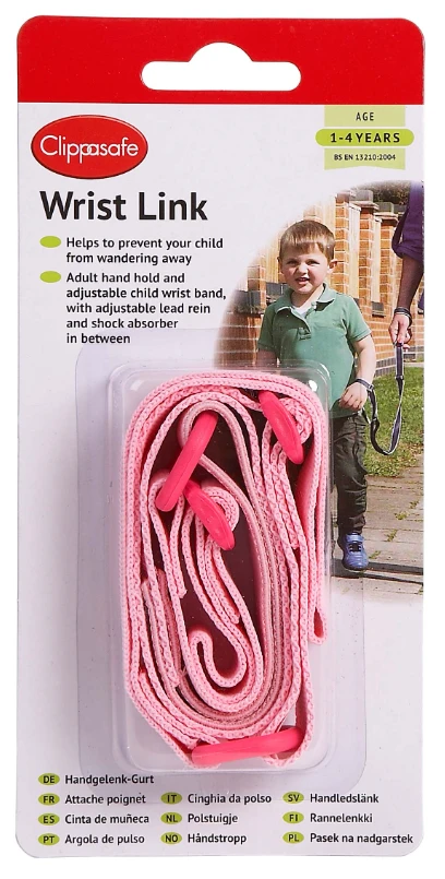 Clippasafe Safety Wrist Link with Shock Absorber 1-4 Years Pink ...