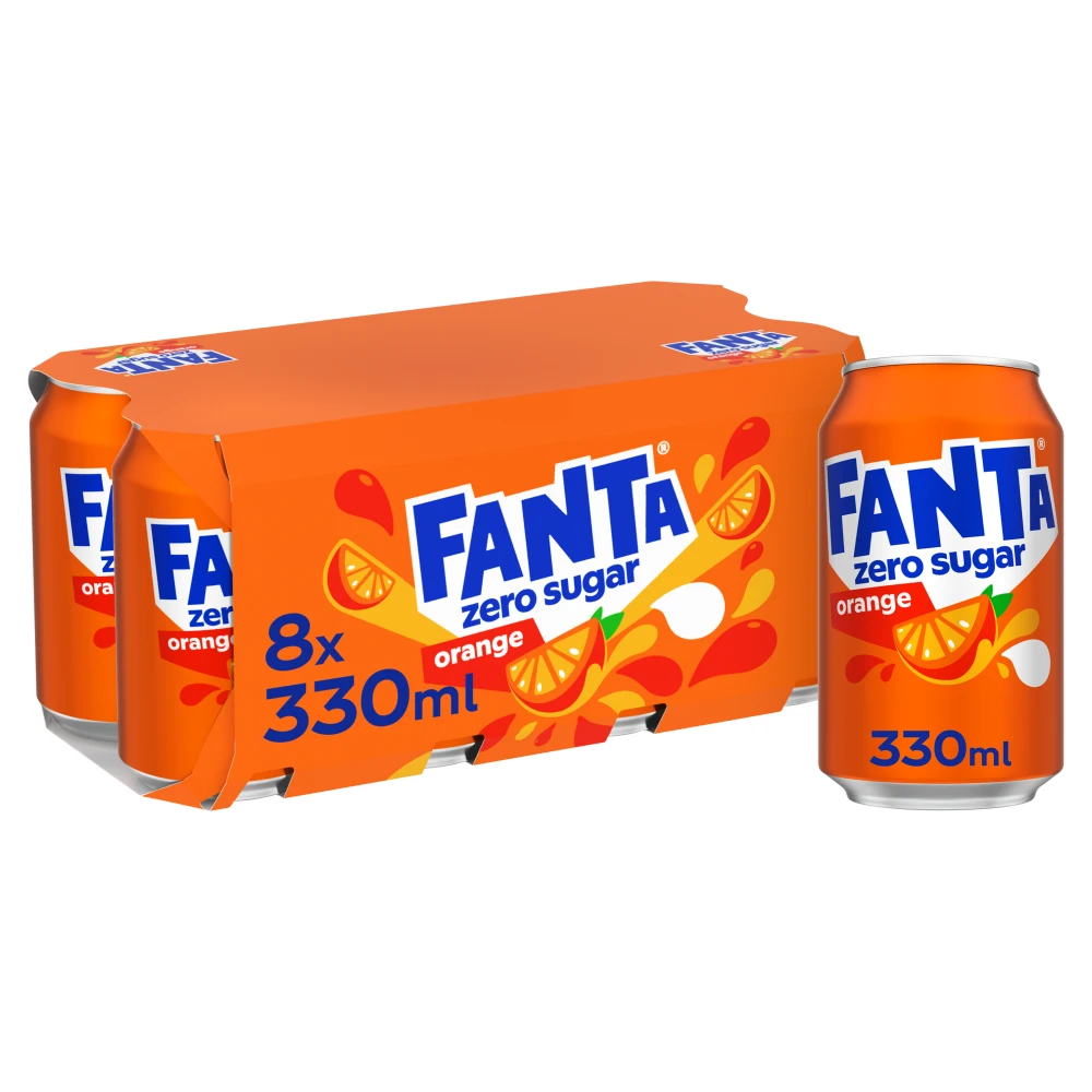 Fanta Orange Zero Sugar 8 X 330ml | Fizzy Drinks | Joybuy
