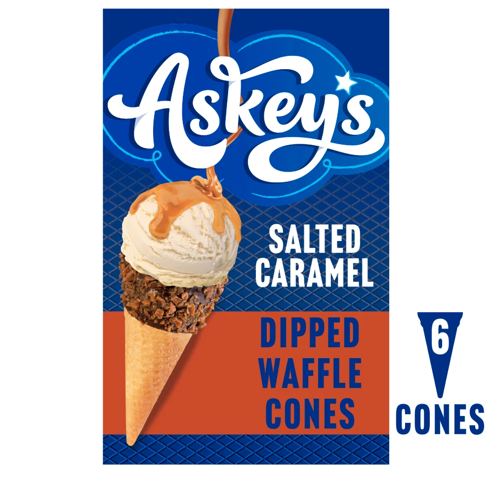 Askeys Deluxe Cone Salted Caramel 6 Pack 900g | Home Baking & Sugar ...