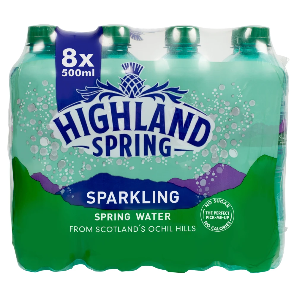 Highland Spring Sparkling Spring Water 8x500ml | Water | Joybuy