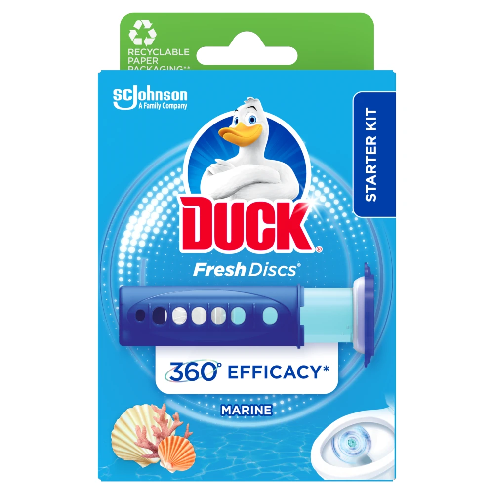 Duck Toilet Fresh Discs Toilet Cleaner Holder & Refill Marine 36ml ...