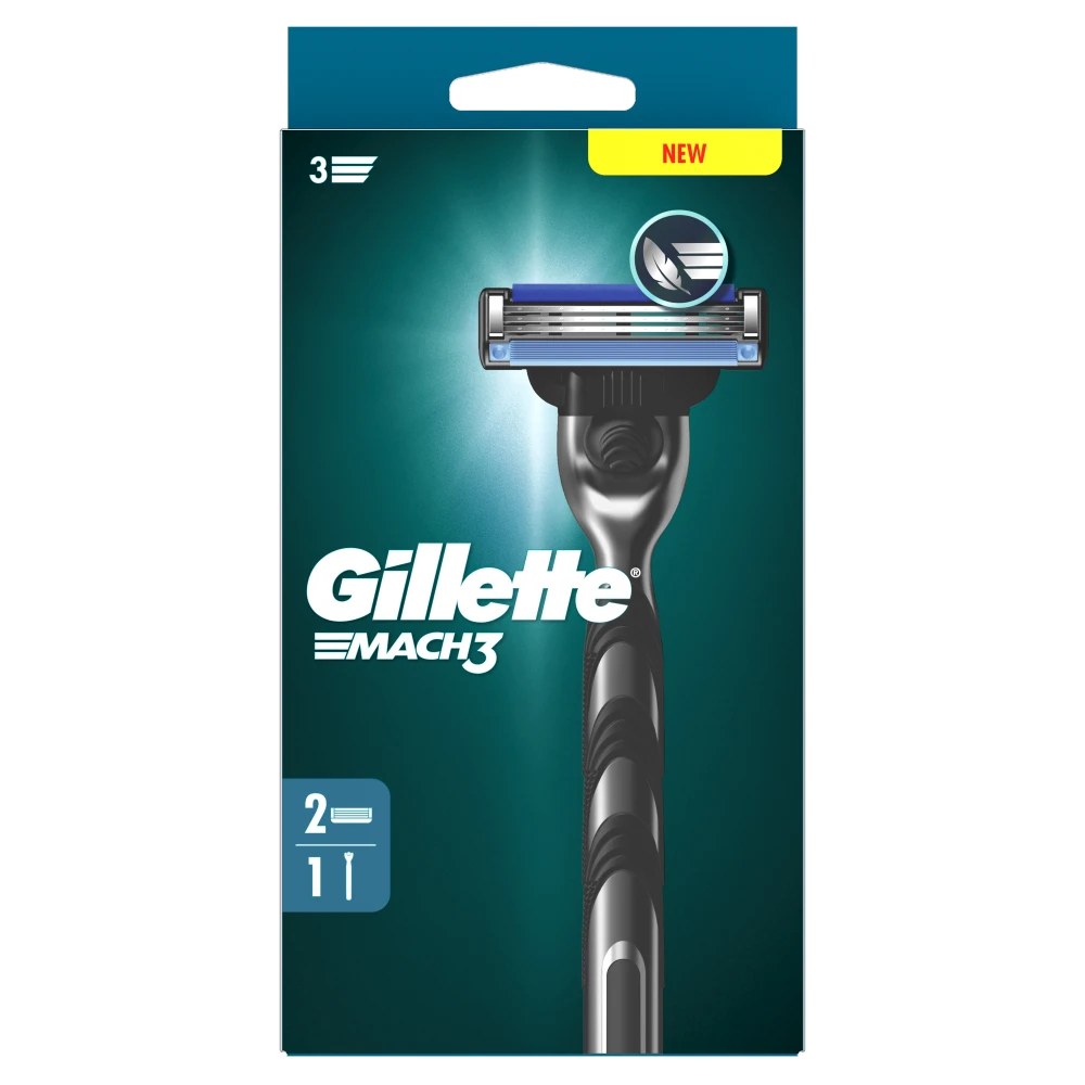 Gillette Mach3 Razor For Men, 1 Gillette Razor, 2 Razor Blade Refills ...