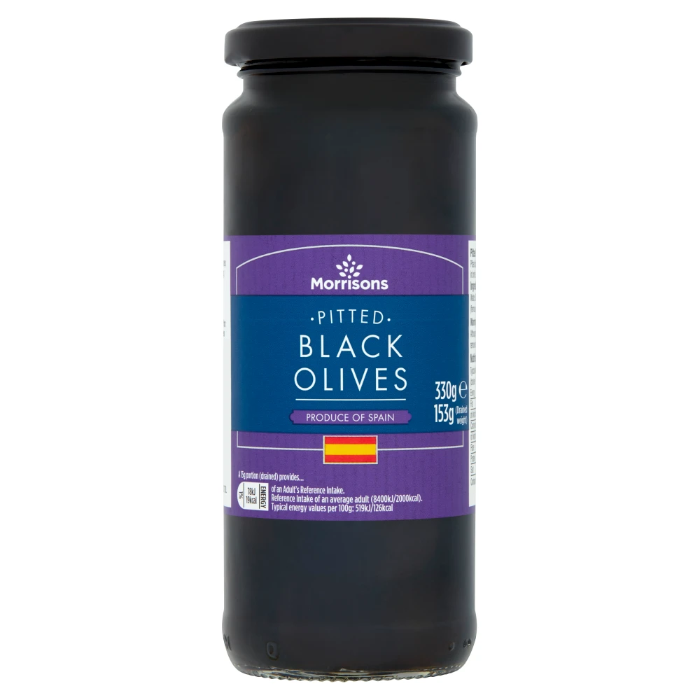 Morrisons Pitted Black Olives In Brine 330g | Ready To Eat | Joybuy