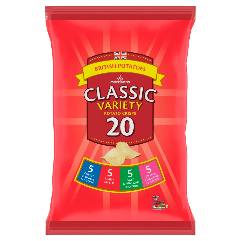 Morrisons Variety Mix Crisps 20 x 25g | Crisps & Dips | Joybuy