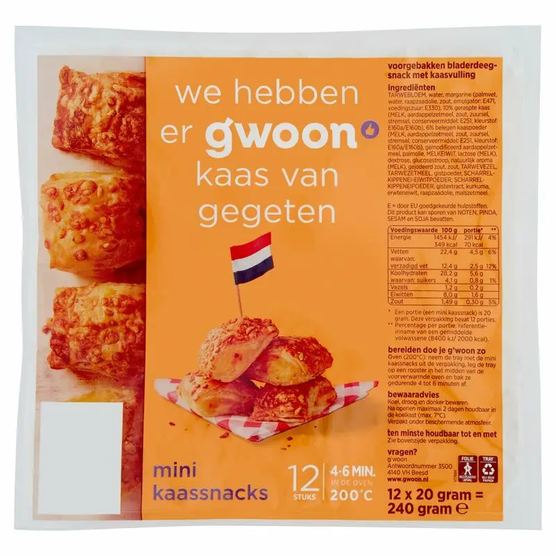 g'woon Mini Kaassnacks 12 x 20 g | Afbakproducten | Joybuy