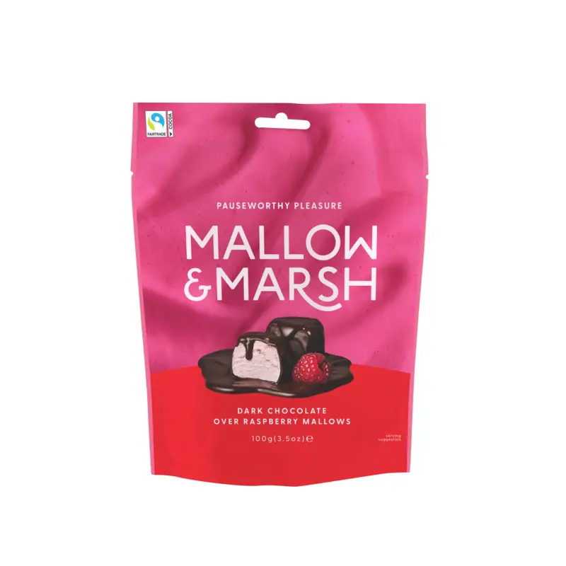 Mallow & Marsh Raspberry Marshmallows Coated In 70% Chocolate 100g ...