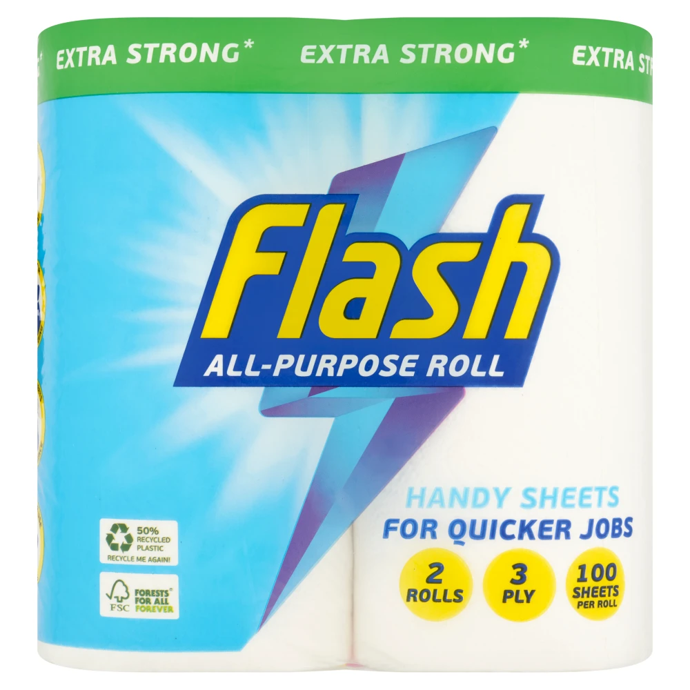 Flash Allpurpose Roll Handy Sheets, 2 Rolls, 3ply | Kitchen Rolls | Joybuy