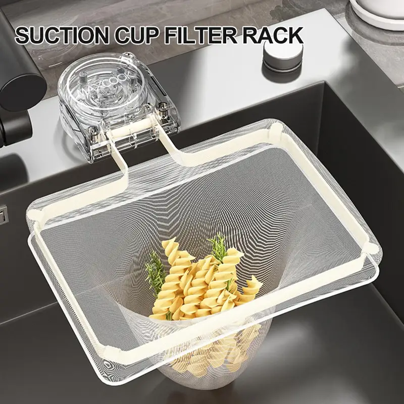 Maxcook Suction Cup Kitchen Drain Rack Sink Rack Garbage Strainer Sieve ...