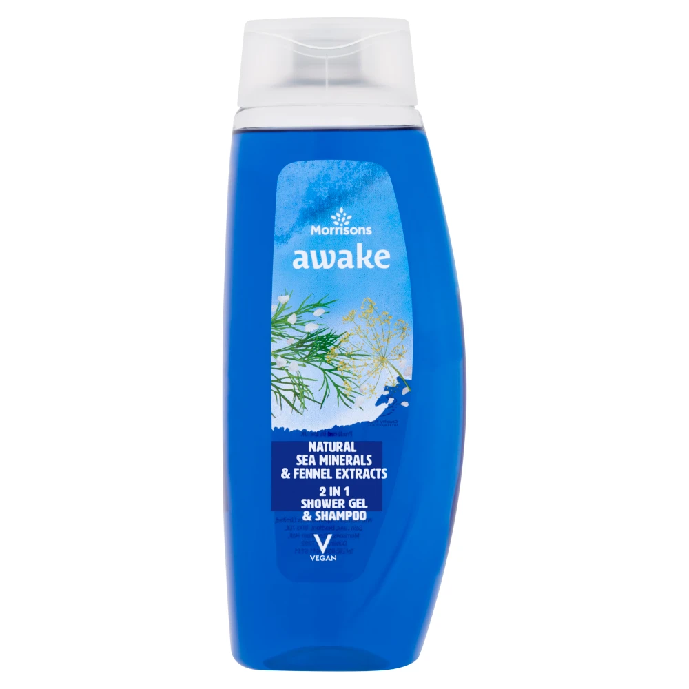 Morrisons Awake 2 in 1 Shower Gel & Shampoo 500ml | Body Wash | Joybuy