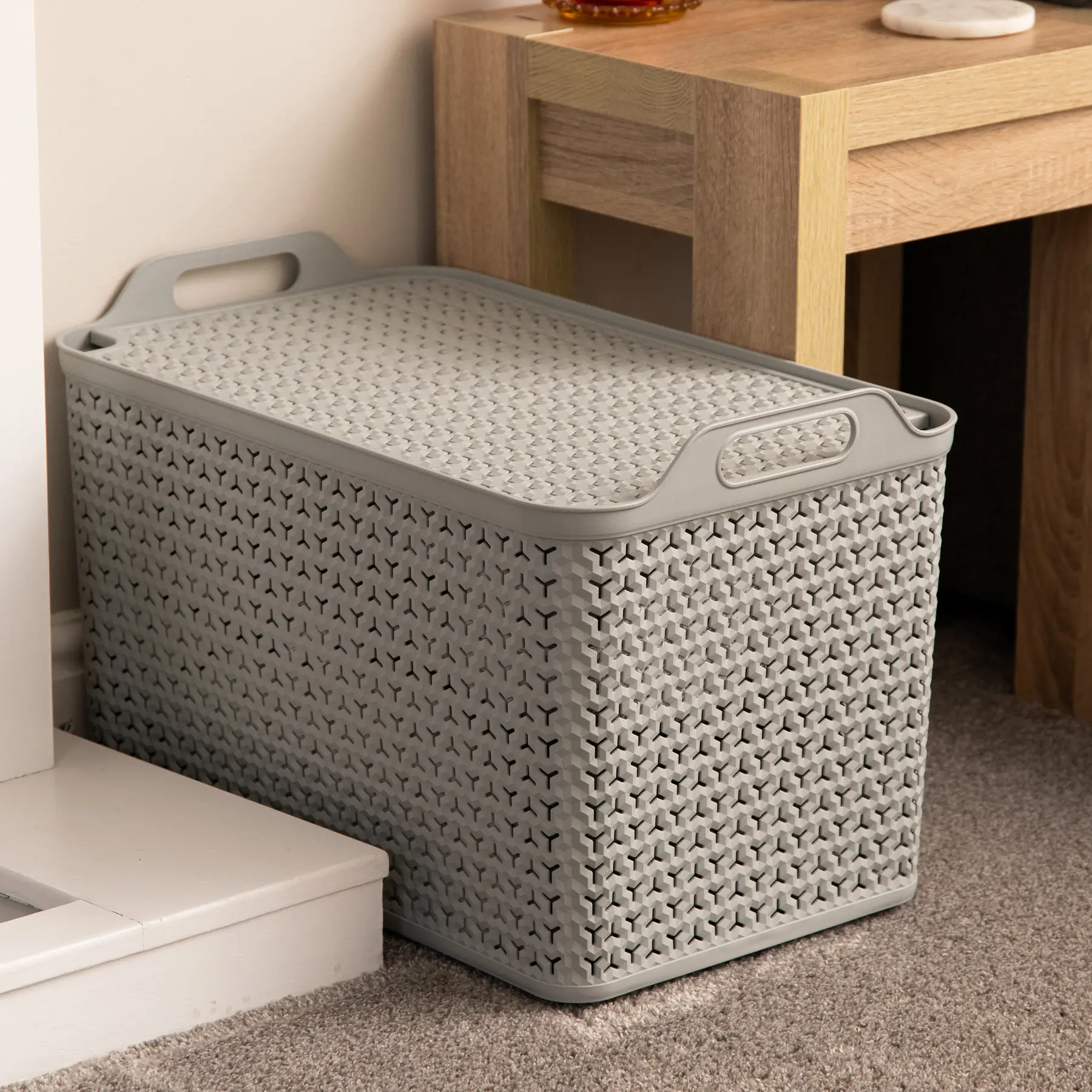Extra Large Basket With Lid - 42l-cool Grey | Storage Boxes | Joybuy