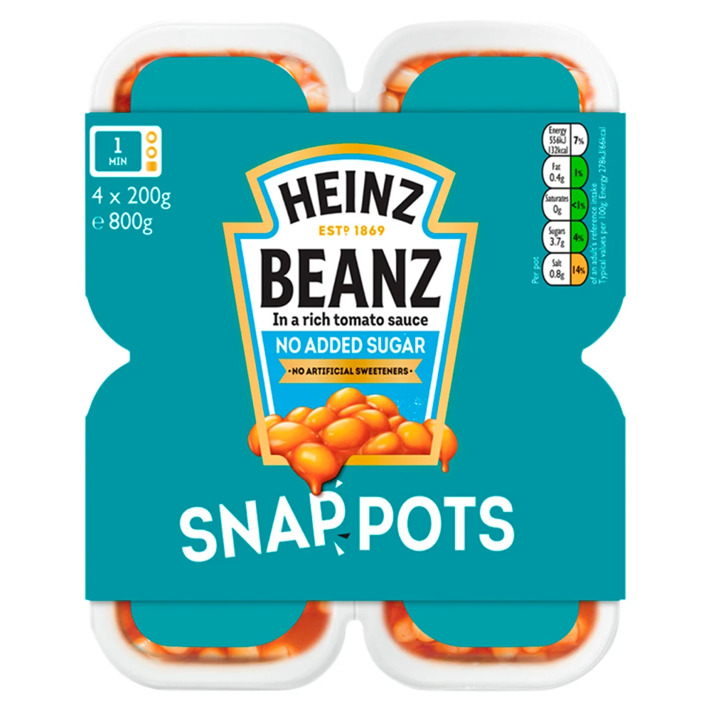 Heinz Beanz No Sugar Snap Pots 4x200g | Ready To Eat | Joybuy
