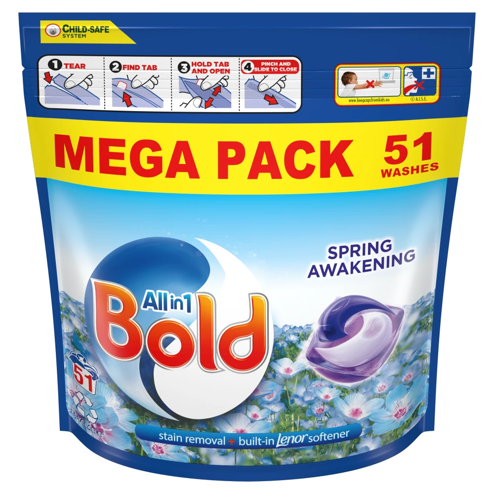 Bold All-in-1 Pods Washing Liquid Capsules 51 Washes, Spring Awakening ...