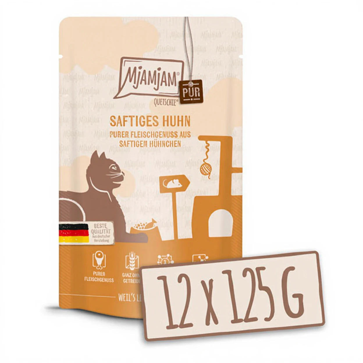 MjAMjAM Quetschie Nourriture pour chat au poulet - 12 x 125 g ...