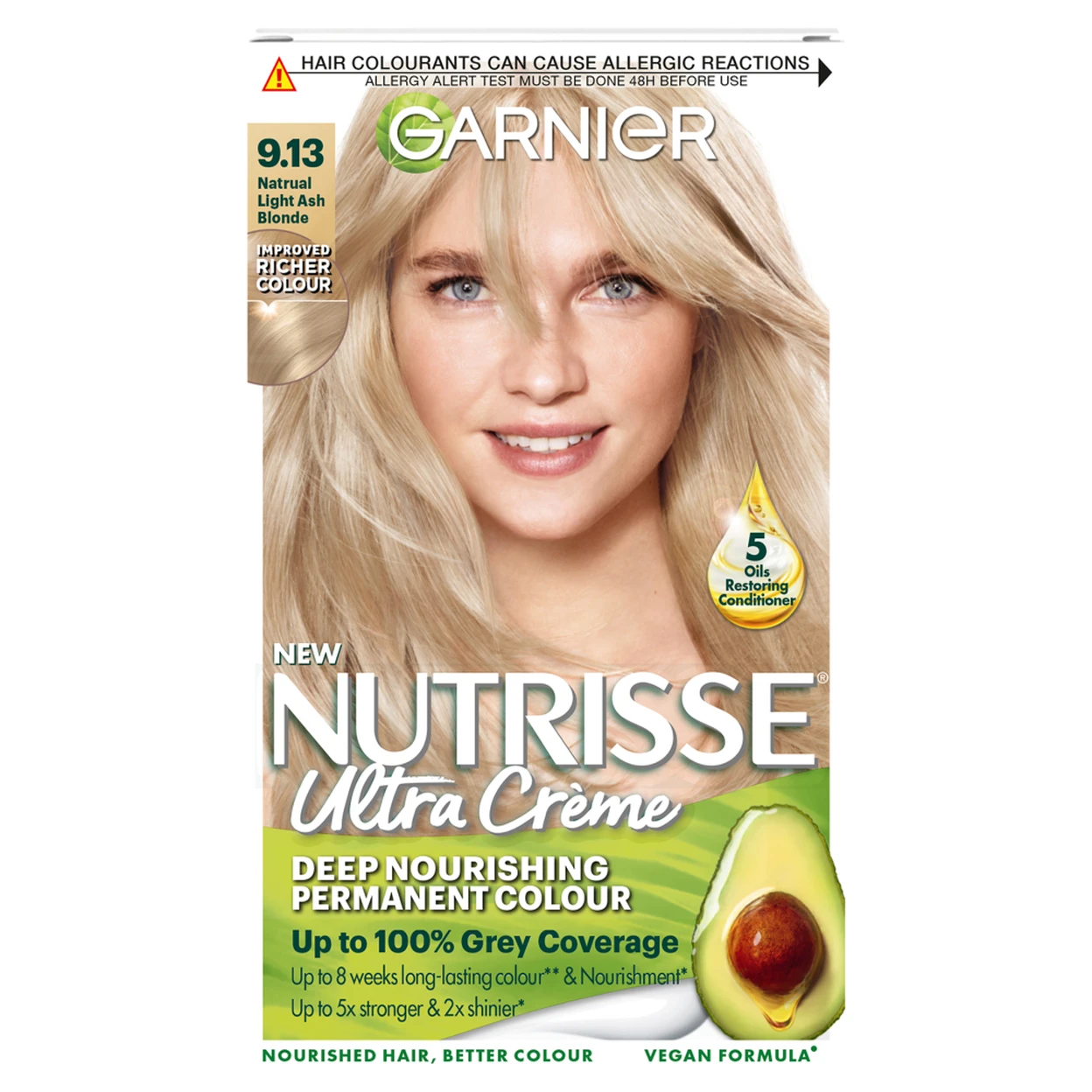 Garnier Nutrisse Permanent Hair Dye 9.13 Natural Light Ash Blonde ...
